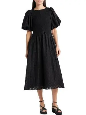 CIEBON Tahia Textured Midi Dress - Black