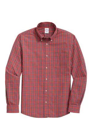 Brooks Brothers Friday Plaid Cotton Poplin Button-down Shirt - Red Stewart