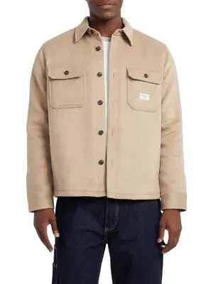 Guess Button-up Fleece Shirt Jacket - Beige