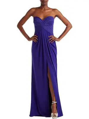 Tadashi Shoji Strapless Crisscross Bodice Gown - Purple Iris