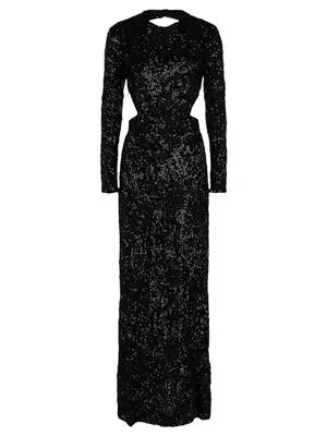 Givenchy Embroidered Sequin Gown With Cutout Detail - Black