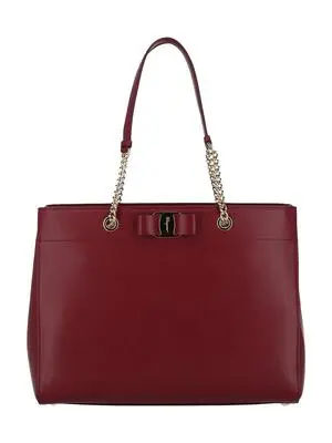 FERRAGAMO Vara Bow Leather Tote - Red