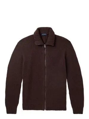 Thom Sweeney Slim-fit Merino Wool-blend Zip-up Cardigan - Brown