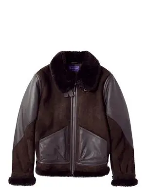 Ralph Lauren Lutton Aviator Leather-trimmed Shearling Jacket - Brown