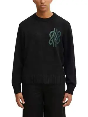 Filling Pieces Embroidered Crew-neck Sweater - Black