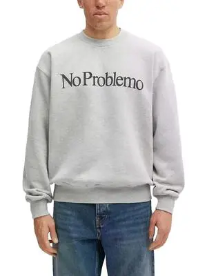 NO PROBLEMO Logo-detail Crew-neck Sweater - Grey