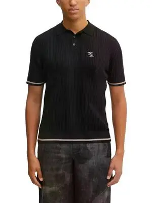 Filling Pieces Embroidered-logo Polo Shirt - Black