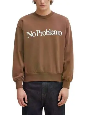 NO PROBLEMO Logo-detail Crew-neck Sweatshirt - Brown