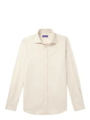Ralph Lauren Purple Label Aston Herringbone Cotton Shirt - Neutrals