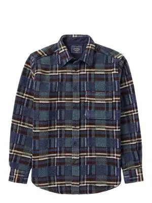Portuguese Flannel Virgo Ii Checked Merino Wool Overshirt - Blue