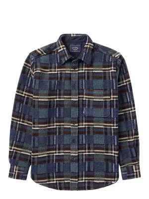 Portuguese Flannel Virgo Ii Checked Merino Wool Overshirt - Blue