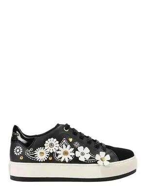 Kurt Geiger Floral Appliqué Studded Sneakers - Black