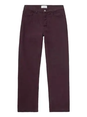 Mr P. Edward Straight-leg Organic Cotton-canvas Trousers - Purple