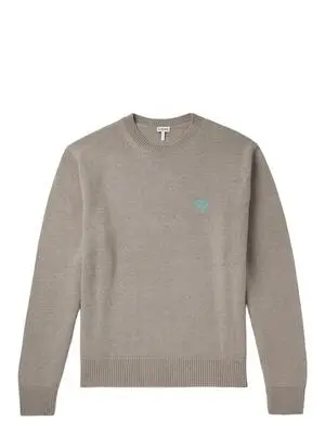 Loewe Anagram Logo-embroidered Wool Sweater - Gray
