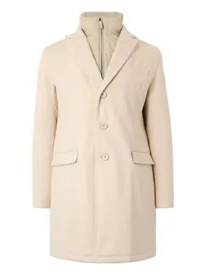 Herno Wool Coat With Detachable Shell Gilet - Neutrals