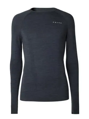 Falke Printed Virgin Wool-blend Ski Base Layer - Black