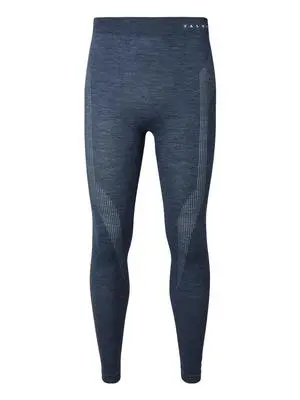 Falke Printed Virgin Wool-Blend Ski Tights Blue