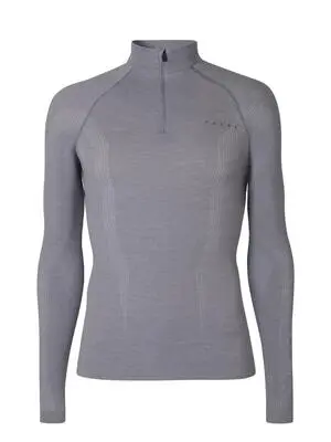 Falke Printed Virgin Wool-blend Jersey Half-zip Ski Base Layer - Gray