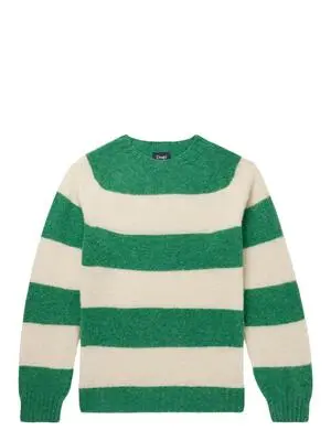 DRAKE'S Striped Wool Sweater Green