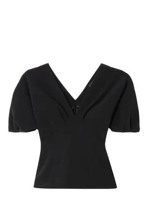 Proenza Schouler Darena Gathered Stretch-crepe Blouse - Black