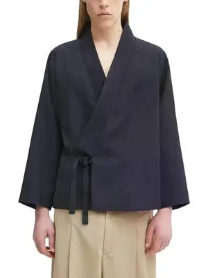 Kenzo Tie-waist Jacket With Floral Detail - Blue
