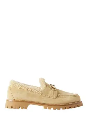 Gucci Horsebit-Embellished Shearling Loafers Yellow