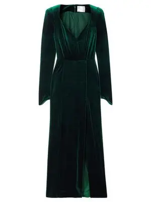 Galvan Stretch-Velvet Gown Green
