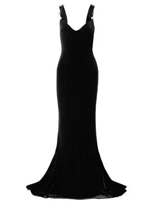 Galvan Avedon Open-back Embellished Velvet Gown - Black
