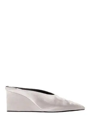 Alaïa 75 Velvet Wedge Mules - Gray