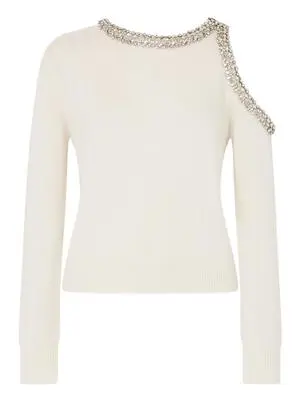 MILLY Roma Crystal Embellished Top Ecru