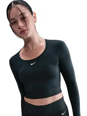 Nike Pro Dri-fit Cropped Long-sleeve Top - Green