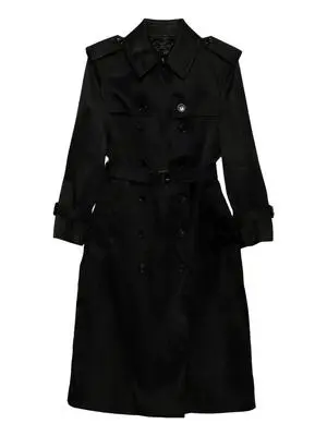 TOM FORD Leather Undercollar Trench Coat - Black