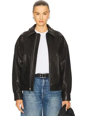 GRLFRND Wren Leather Bomber - Black