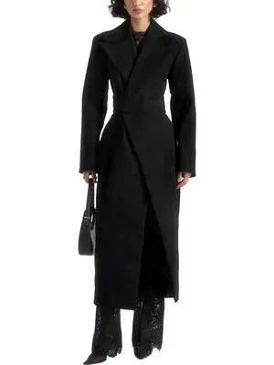 Manière De Voir Asymmetric Belted Coat - Black