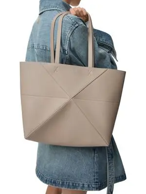 Loewe Medium Horizontal Puzzle Fold Tote - Clay