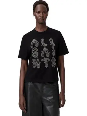 ALLSAINTS Ella Lisa Embellished T-shirt - Black