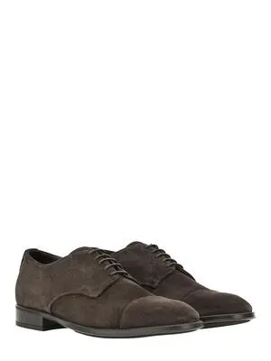 Canali Suede Cap-toe Derby Shoes - Brown