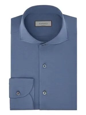 Canali Regular-fit Shirt In Light Cotton Jersey - Blue