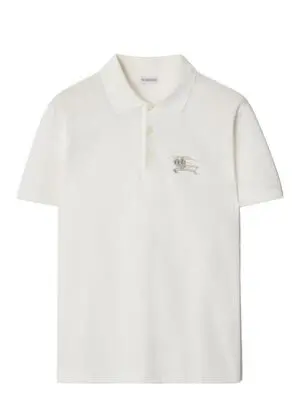 Burberry Metallic EKD Cotton Polo Shirt Chalk White