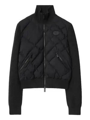Burberry Check-Stitch Nylon And Wool Jacket Black