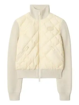 Burberry Check-Stitch Nylon And Wool Jacket Ceramic White