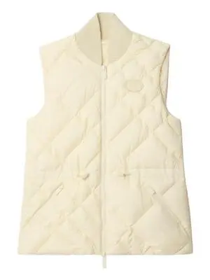 Burberry Check-stitch Nylon Devonside Gilet - Ceramic White