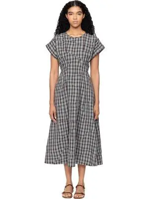Sea Ophelia Plaid Midi Dress - Blue