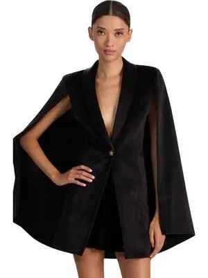 Alice + Olivia Esther Velvet Cape Blazer - Black