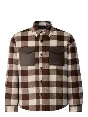 Mackage Ryker-pl Plaid Wool Overshirt With Leather Pockets - Coffee-cre