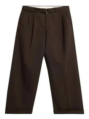 Officine Générale Wool 'evans' Pleated Trousers - Dark Coffee