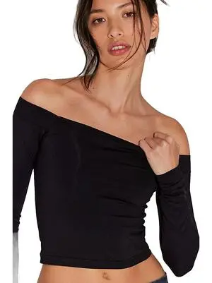 Free People Round Two Off-The-Shoulder Top Black