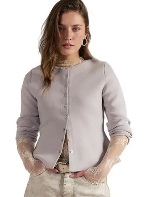 Free People Long Sleeve Cardi - Lilac Ash