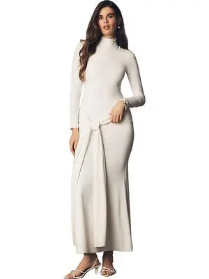Bardot Alix Long-sleeve Tie-front Maxi Dress - Orchid White