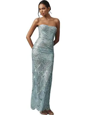 BRONX AND BRONCO Giselle Strapless Maxi Dress - Blue